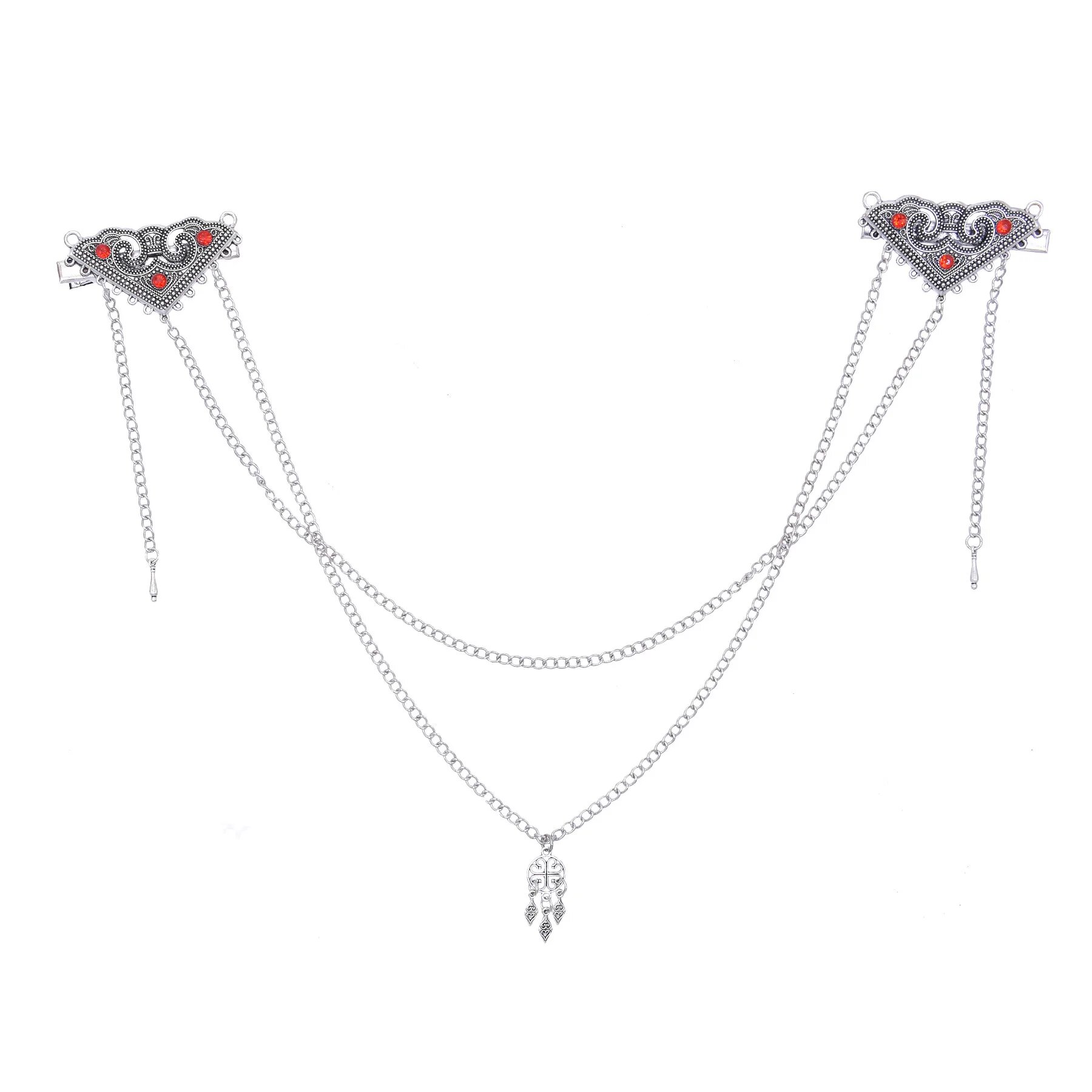 Серебряный кулон для волос style S red