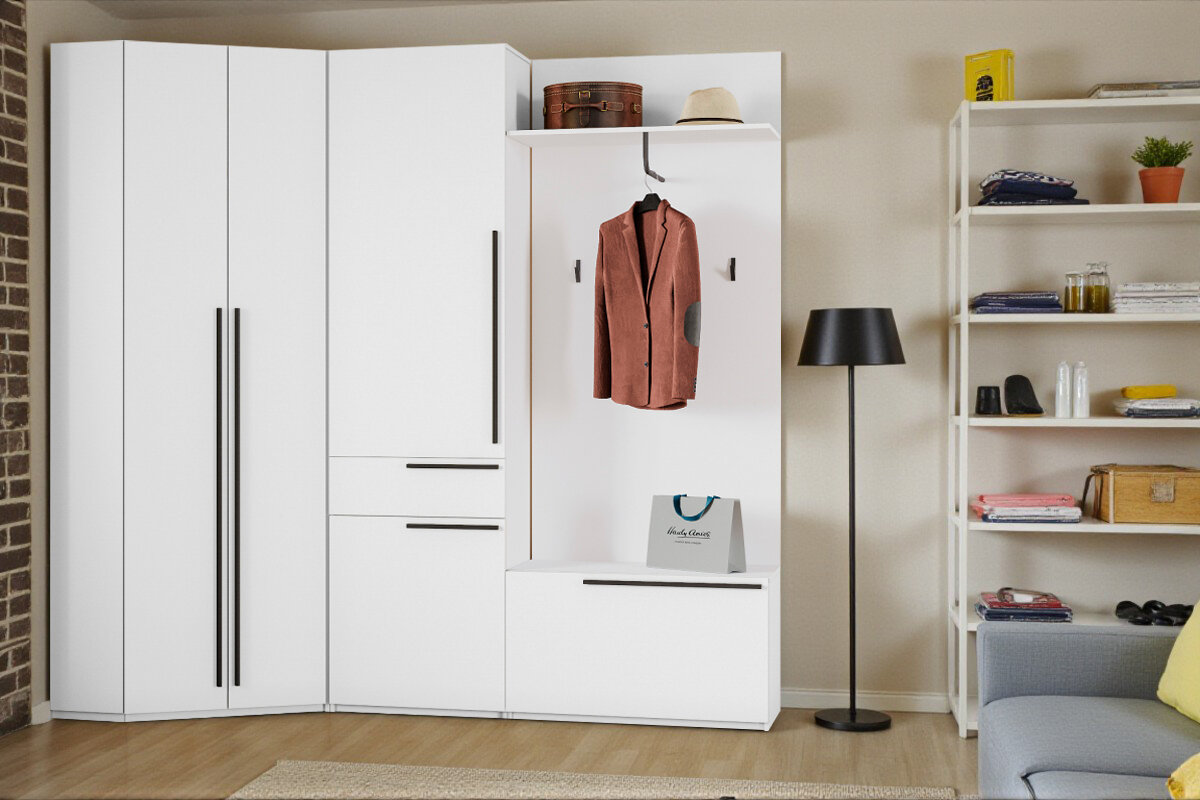 Прихожая Лорена Пакс-3 Белый Фасадный 0101 NOW 228x95x220 см, Фиеста