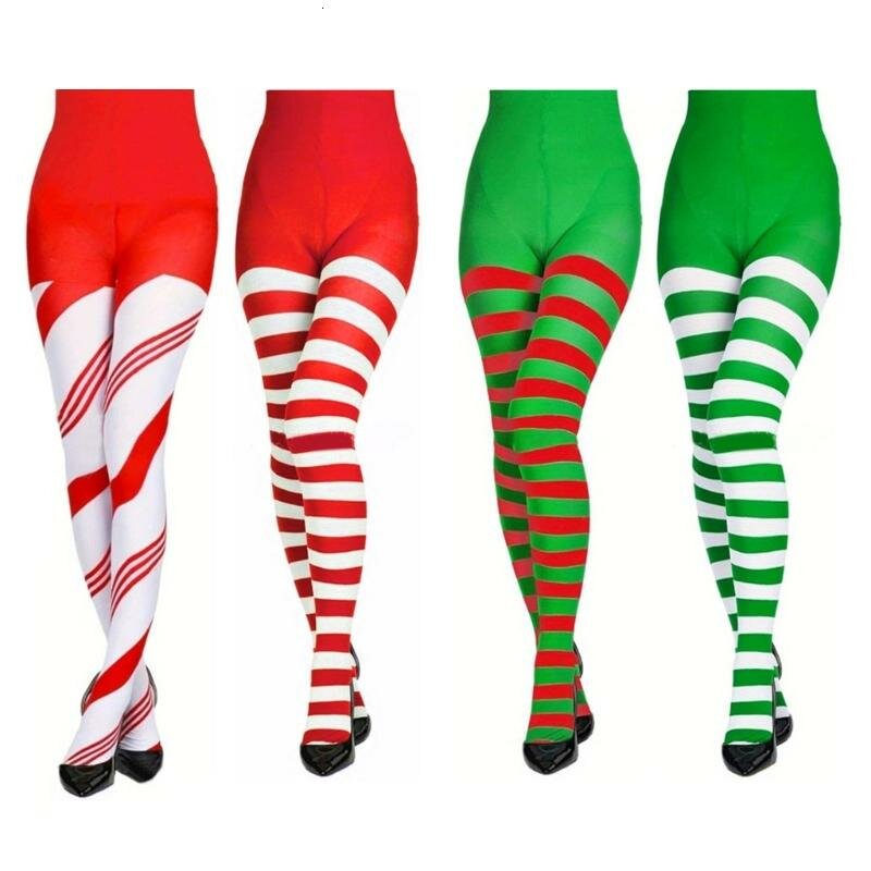 Женские разноцветные полосатые колготки, набор из 4 упаковок 3