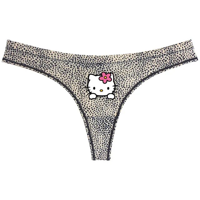 Сексуальные трусики Sanrio Hello Kitty с леопардовым принтом, быстросохнущие, легкие, бесшовные стринги, милый подарок на день рождения.