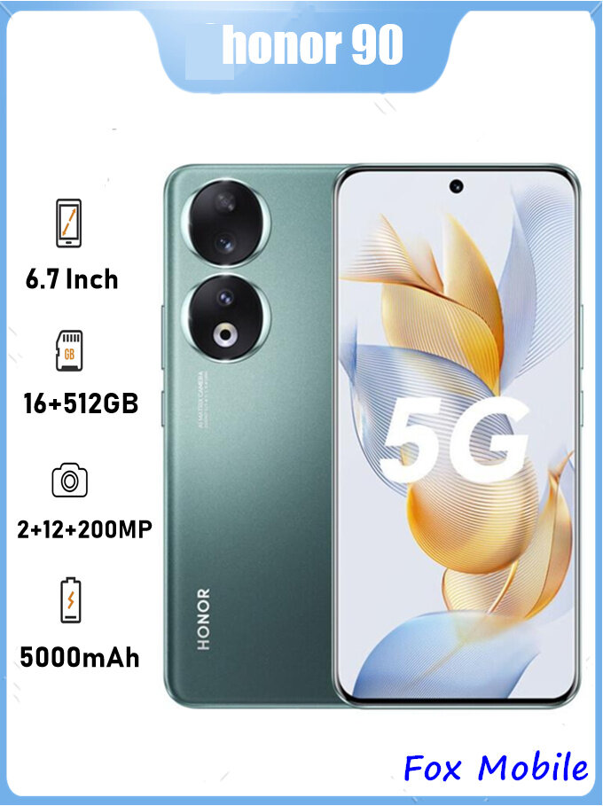 Honor Смартфоны Honor 90 16+512 ГБ зелёный Global поддержка NFC Google Мобильные телефоны
