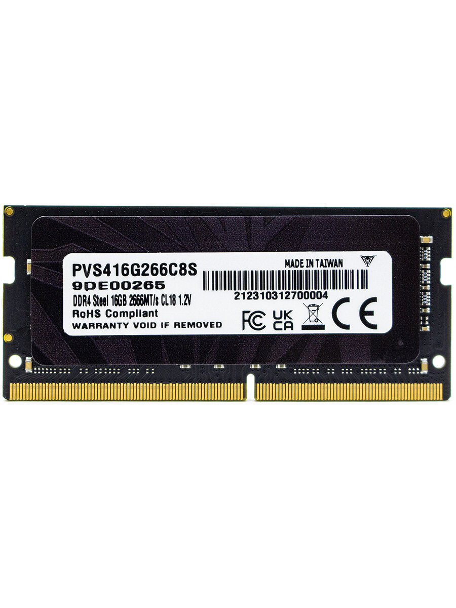Модуль памяти для ноутбука SODIMM DDR4 16GB PC21300 2666МГц Patriot Viper Steel PVS416G266C8S