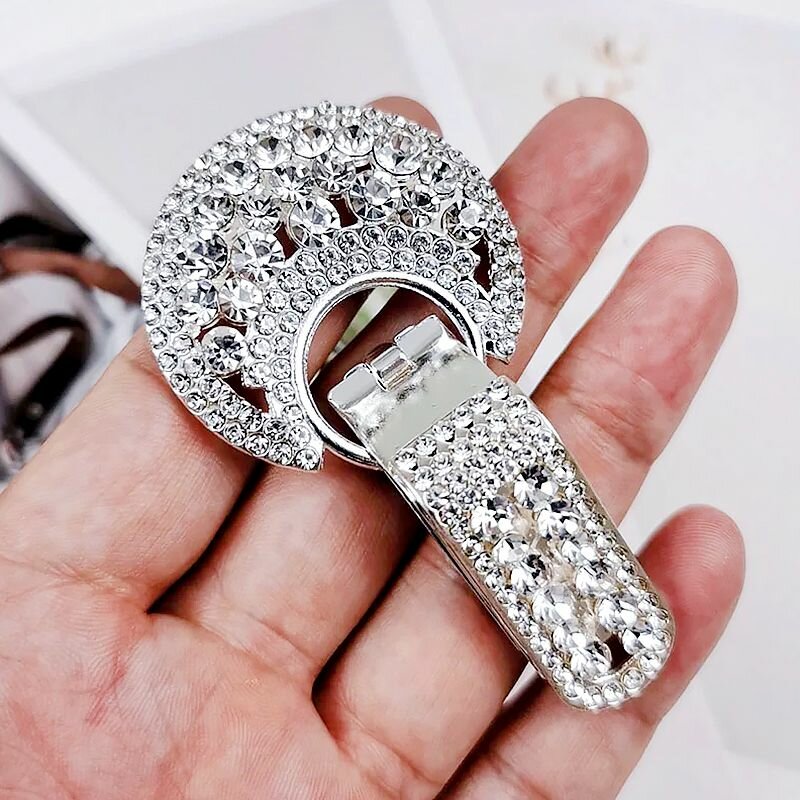 Застежка-карабин со стразами для норковой шубы и пальто