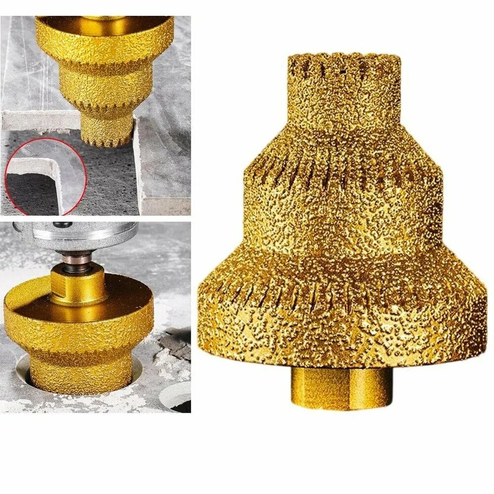 Расширитель отверстий для керамической плитки с золотой пайкой и зубьями