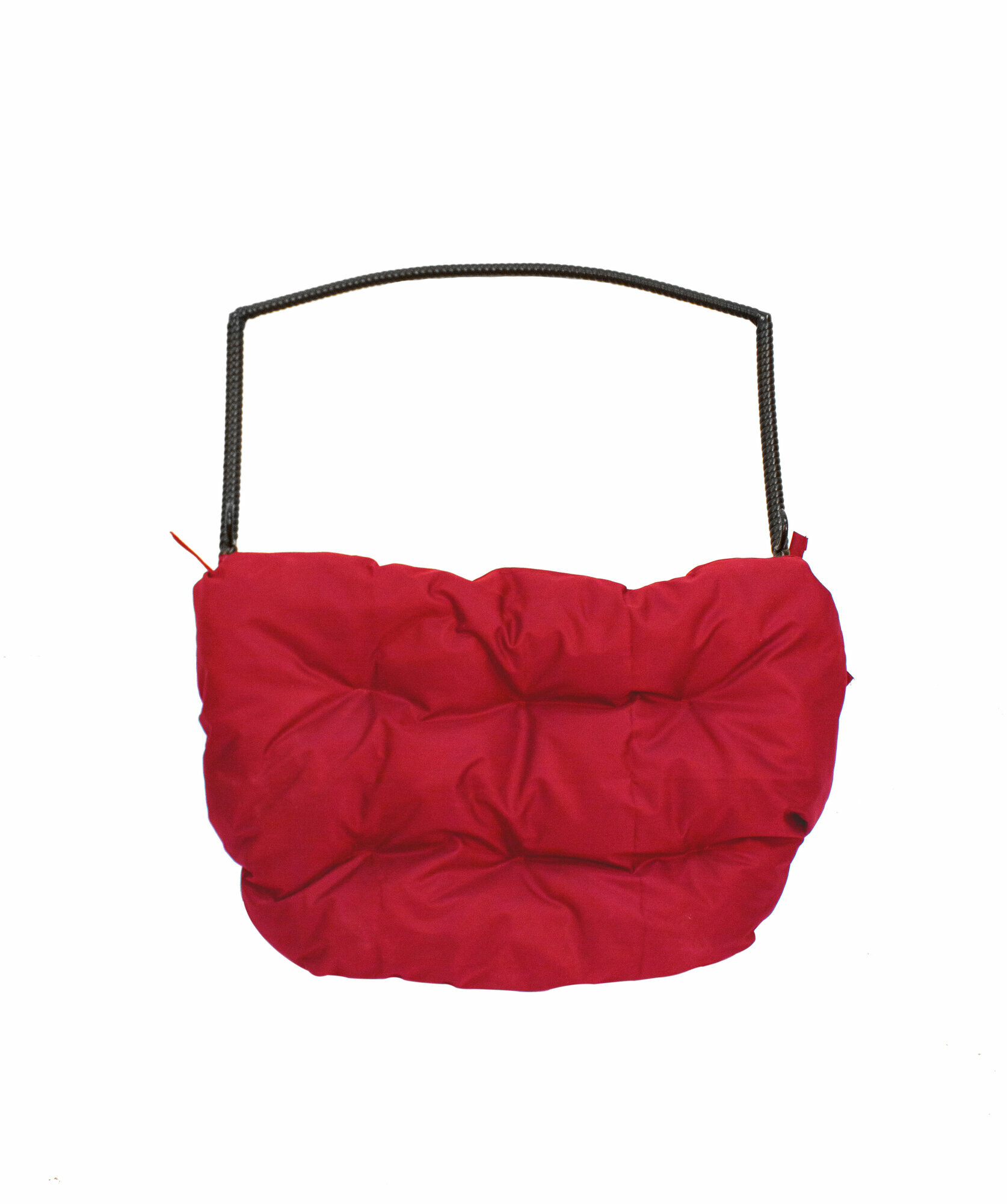 Подставка для ног на кресло подвесное для двоих, с ротангом черное, красная подушка