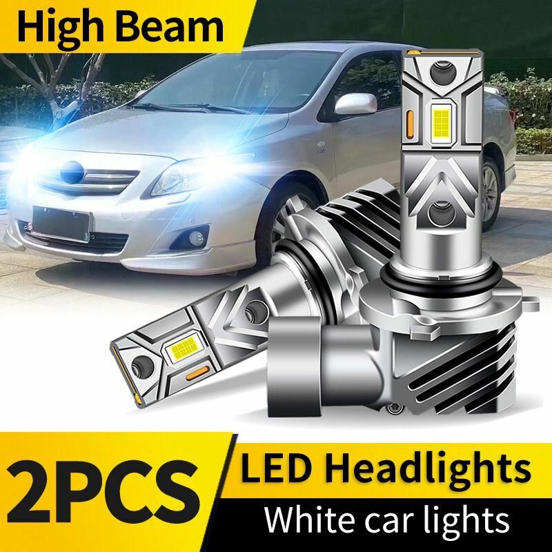 CARSEEDA Лампа автомобильная HB3, 2 шт. арт. 2шт Автомобильная светодиодная фара CAN bus Дальний, Лампа дальнего света, для замены галогенных ламп накаливания, Работать для Toyota Corolla 2005-2008