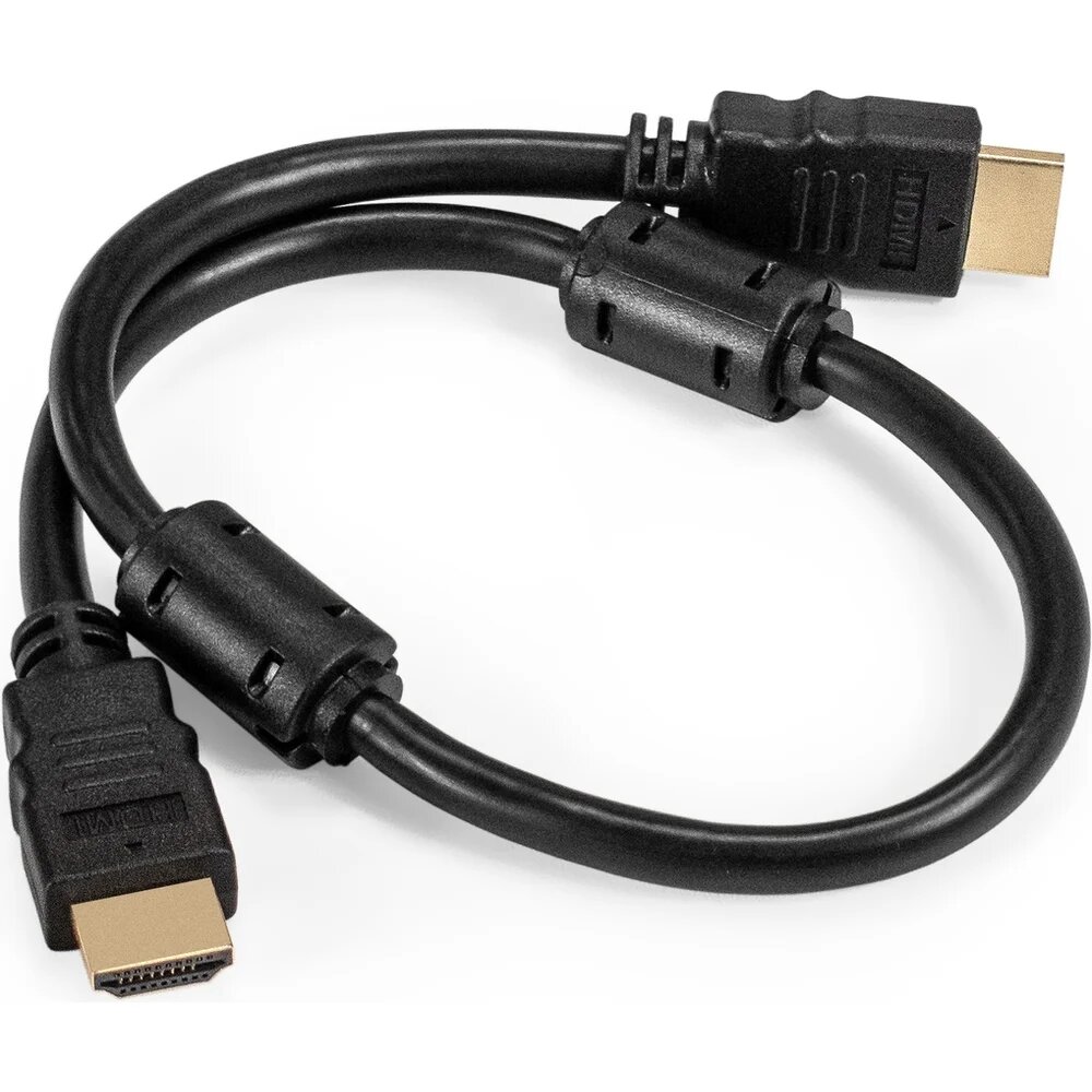 Кабель ExeGate HDMI EX-CC-HDMI2-0.5F 19M/19M, v2.0, 0,5м, 4K UHD, Ethernet, ферритовые кольца, позолоченные контакты 287721