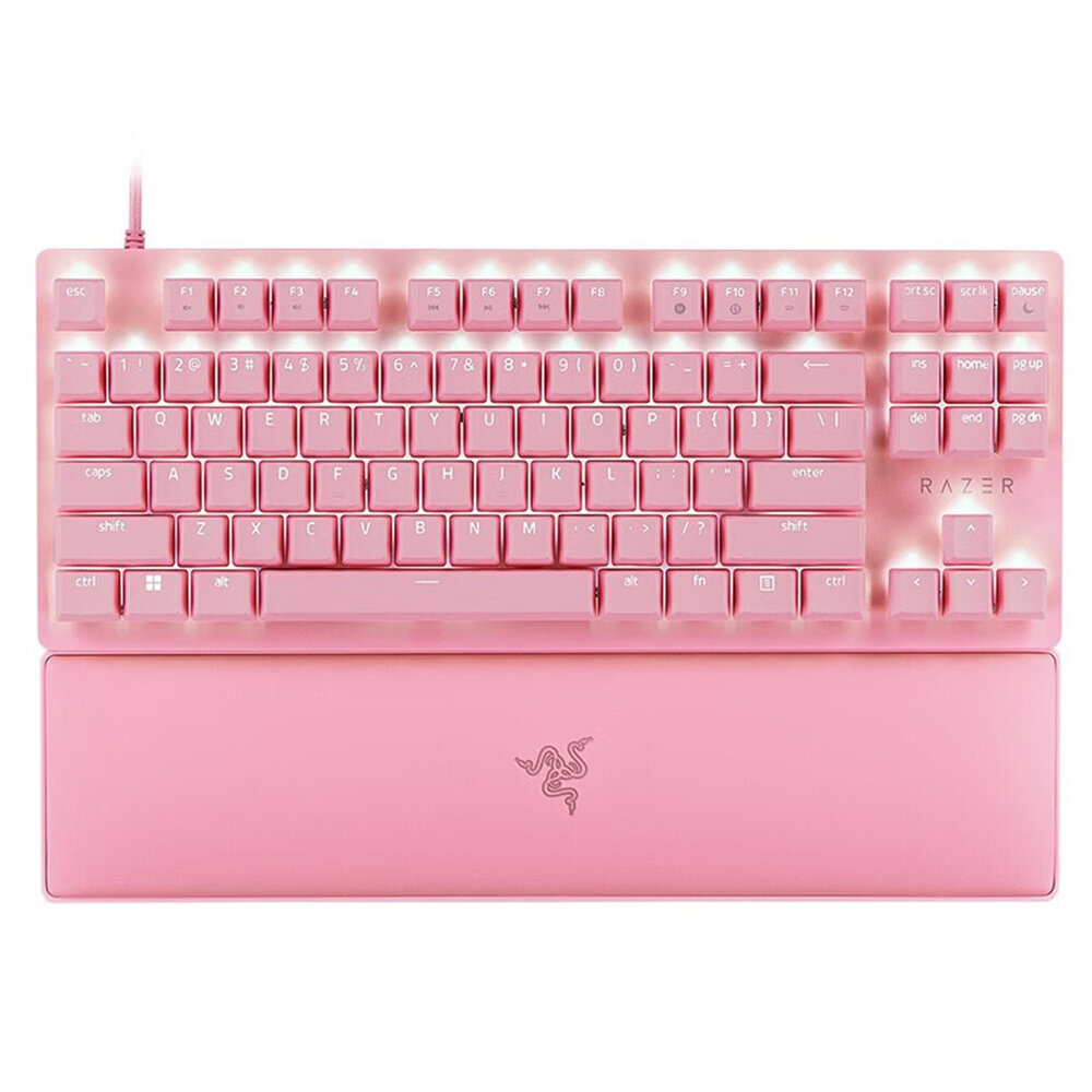 Razer Huntsman V2 Tenkeyless 87 Keys Gaming Keyboard Razer Chroma RGB USB Wired 8000Hz Backlight Mechanical Keyboard with Leather Wrist Rest 2M USB Cable Double-shot PBT Keypads 100 Million Keystrokes 326*141*38mm 750g