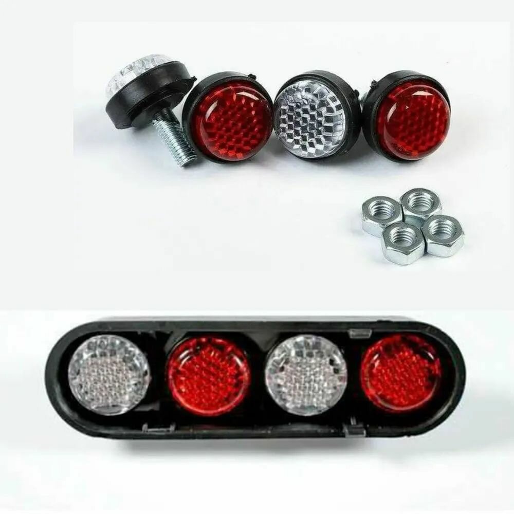 Болты номерного знака на гайке (катафот красн.+бел.)