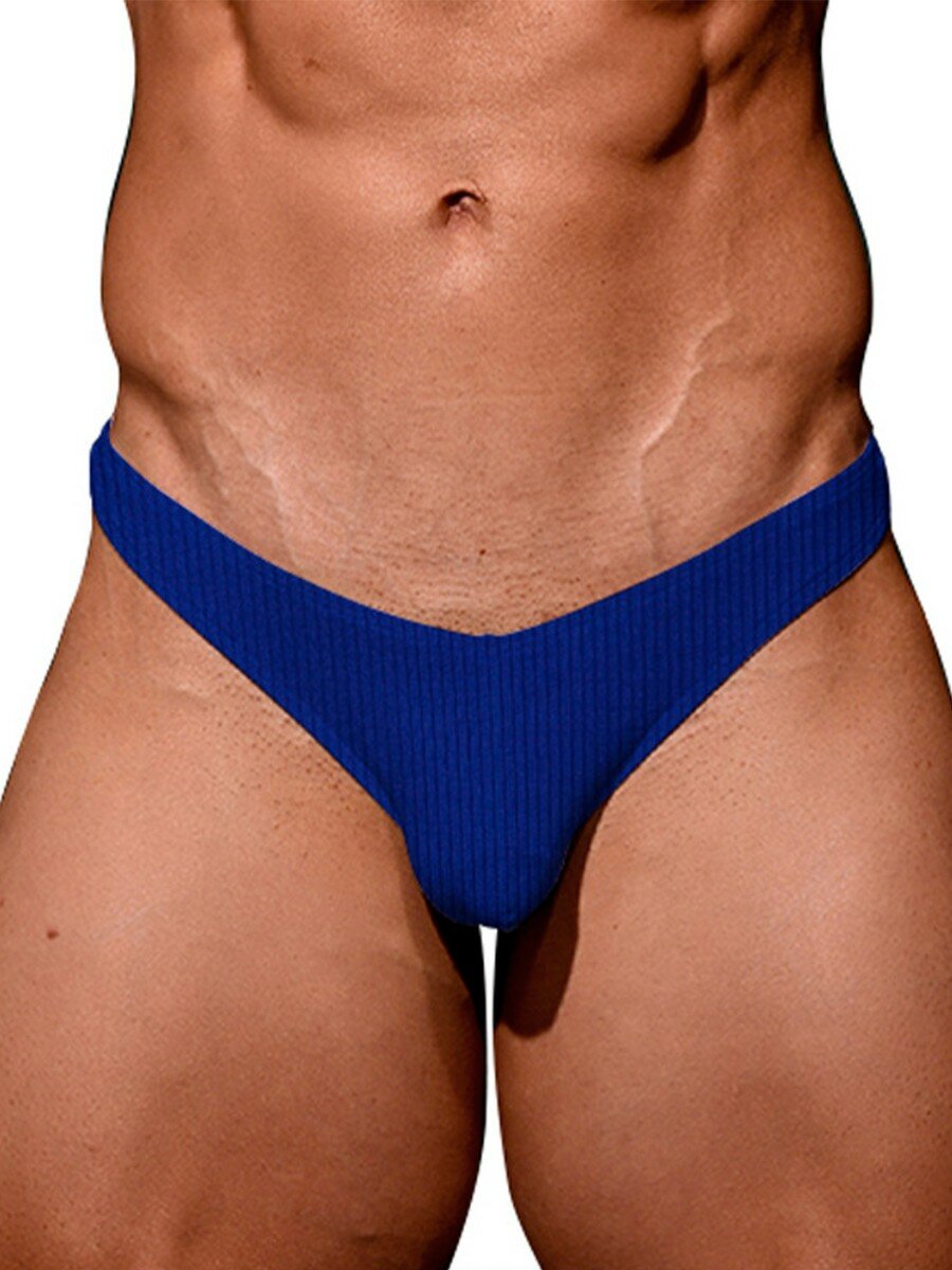 Мужские трусы стринги синие ADANNU AN7117-9 хлопок/спандекс XL (50)