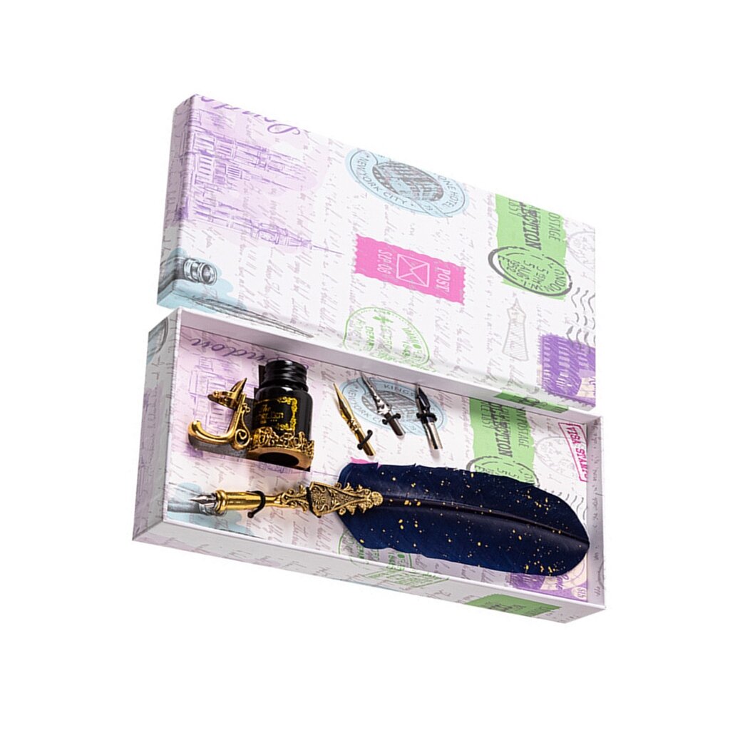 Перо Dip Pen с Кончиком Пера и Чернилами, Ретро Гусиное Перо Перо Dip Pen Каллиграфический Подарок для Начинающих Готических Каллиграфов