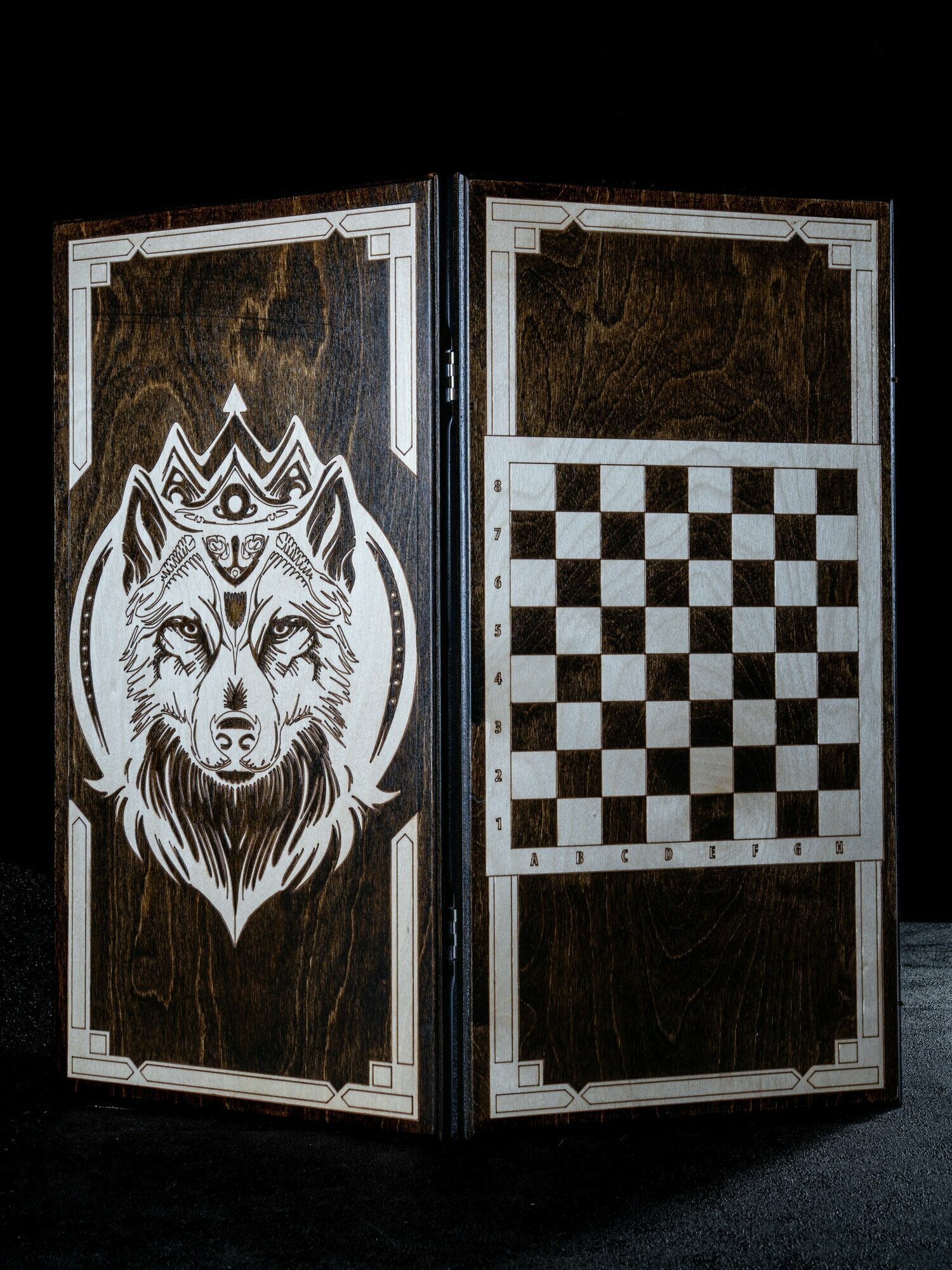 Нарды "Волк", ручная работа, резные, деревянные 60 см. в сумке