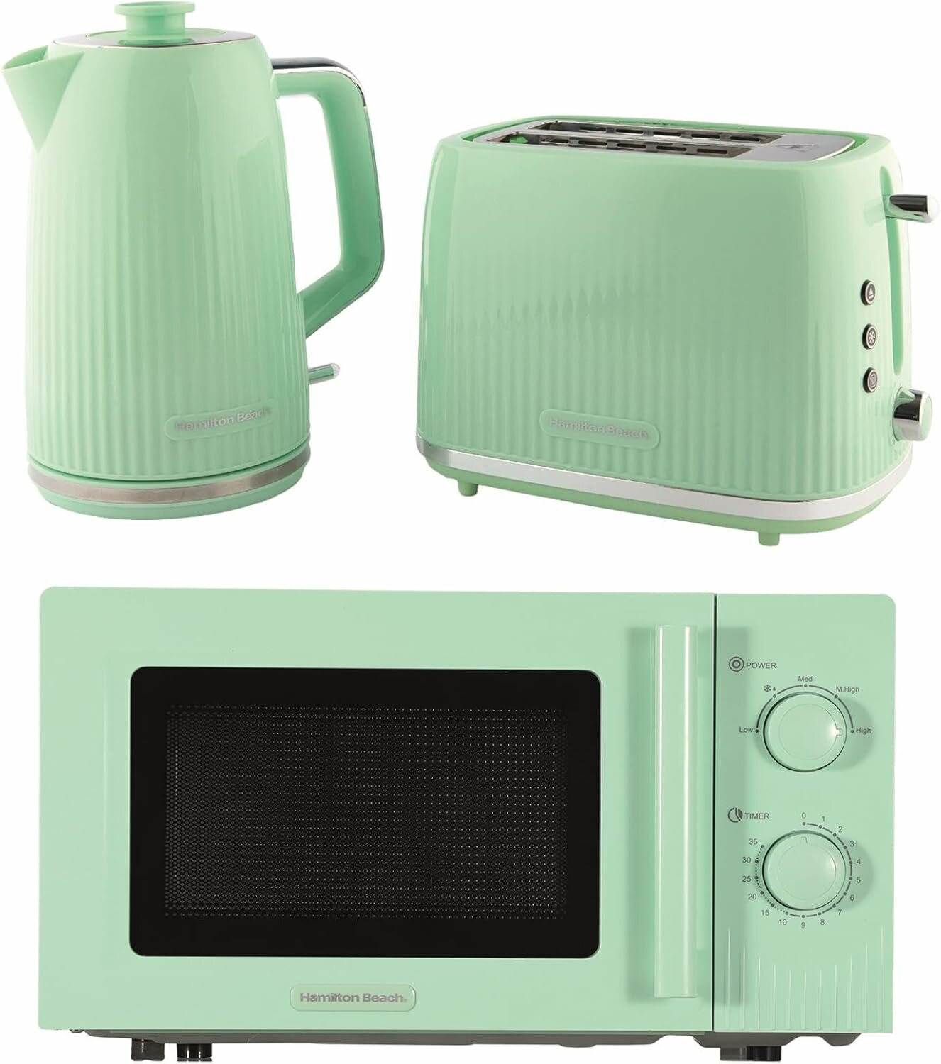 Сет Электрический чайник + Тостер + Микроволновая печь Hamilton Beach Kettle Toaster Microwave Set, Miami - Mojito Mint