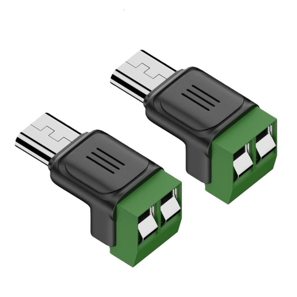 Микро-USB-разъём «мама» на 2-контактный зелёный терминал