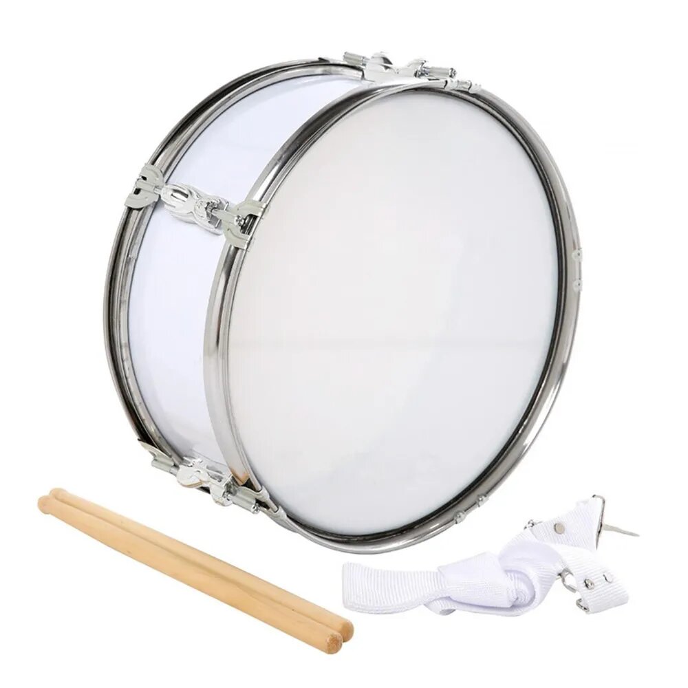 13-дюймовый маршевый барабан 35смx14см, белый, с палочками и ремнем