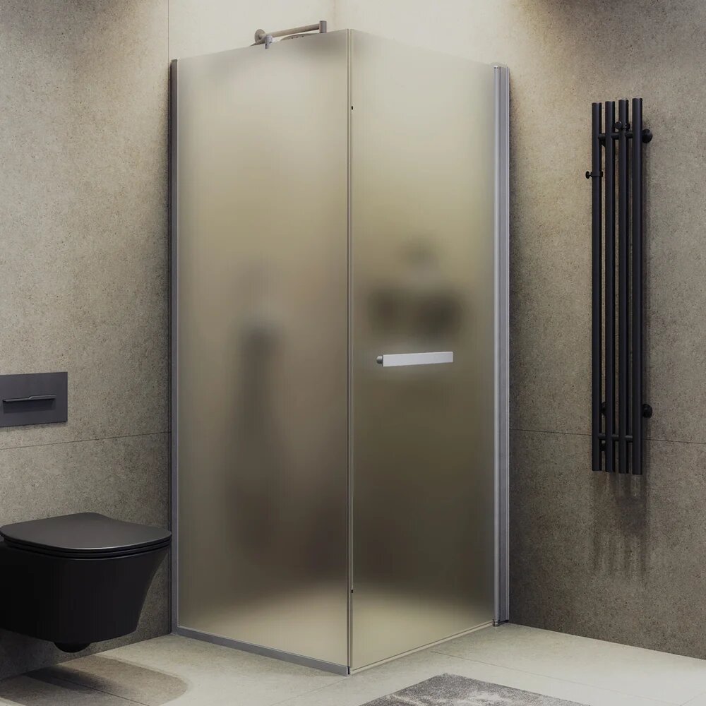 Душевой уголок Maybahglass MGY-1318-5 90х90 см, профиль матовый хром, стекло сатин