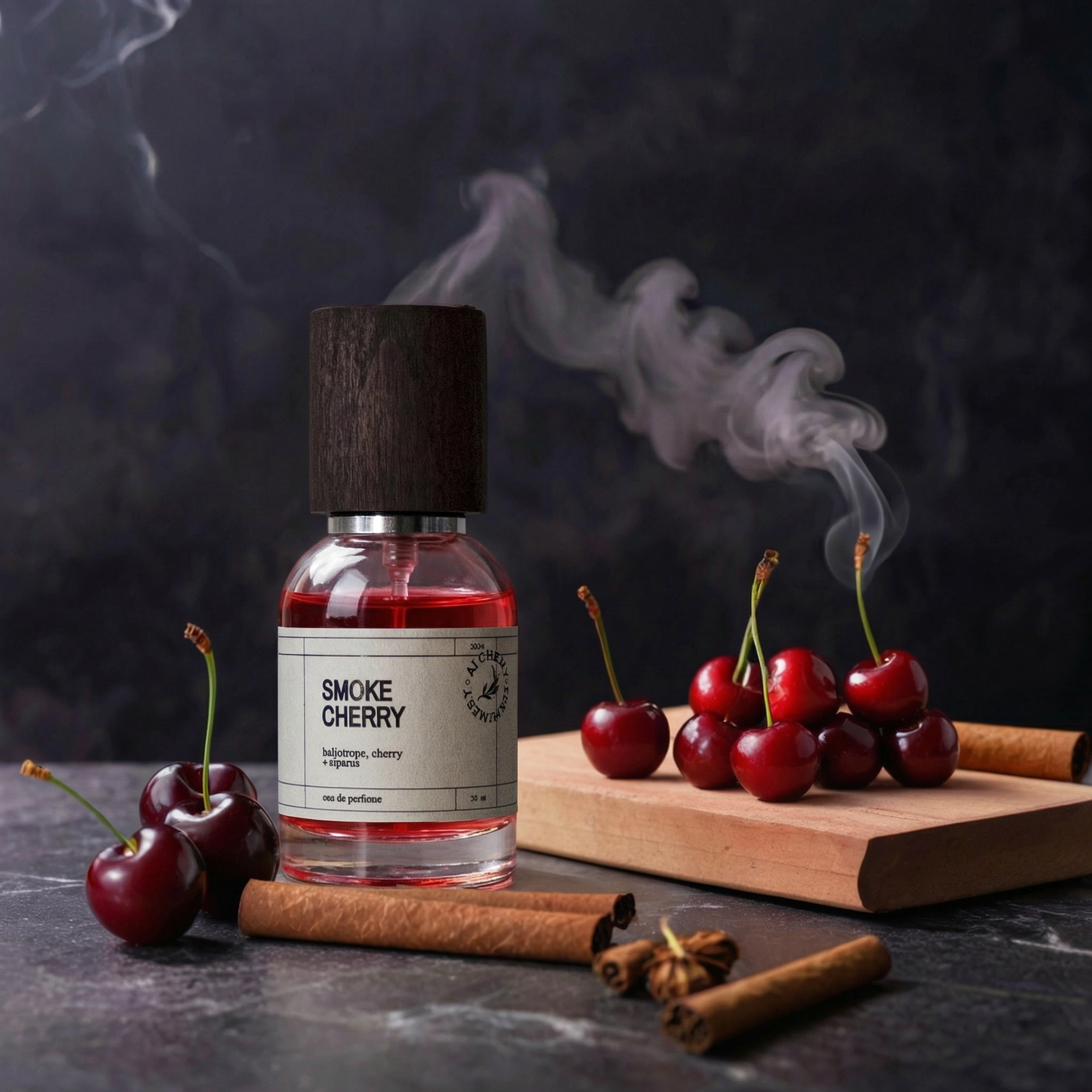 Парфюмерная вода "Smoke Cherry" алтайского бренда нишевой парфюмерии Alchemy Perfumery, фруктово-сладкий аромат, 30 мл.