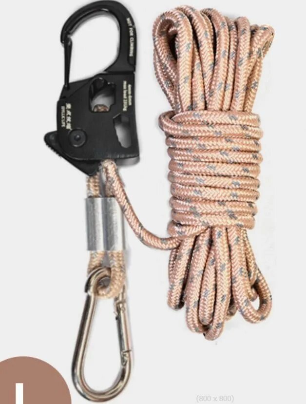 Набор для крепления с карабином и трещоткой, веревка 6 мм. Для скалолазания и кемпинга.