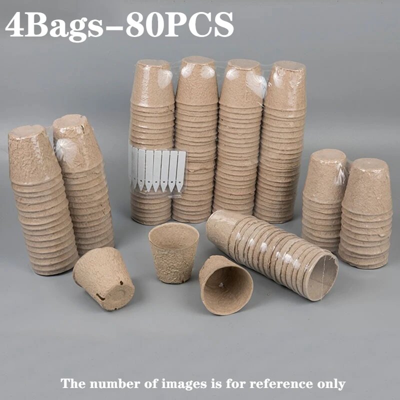Биоразлагаемые торфяные горшки для рассады 8 см 4Bags-80PCS