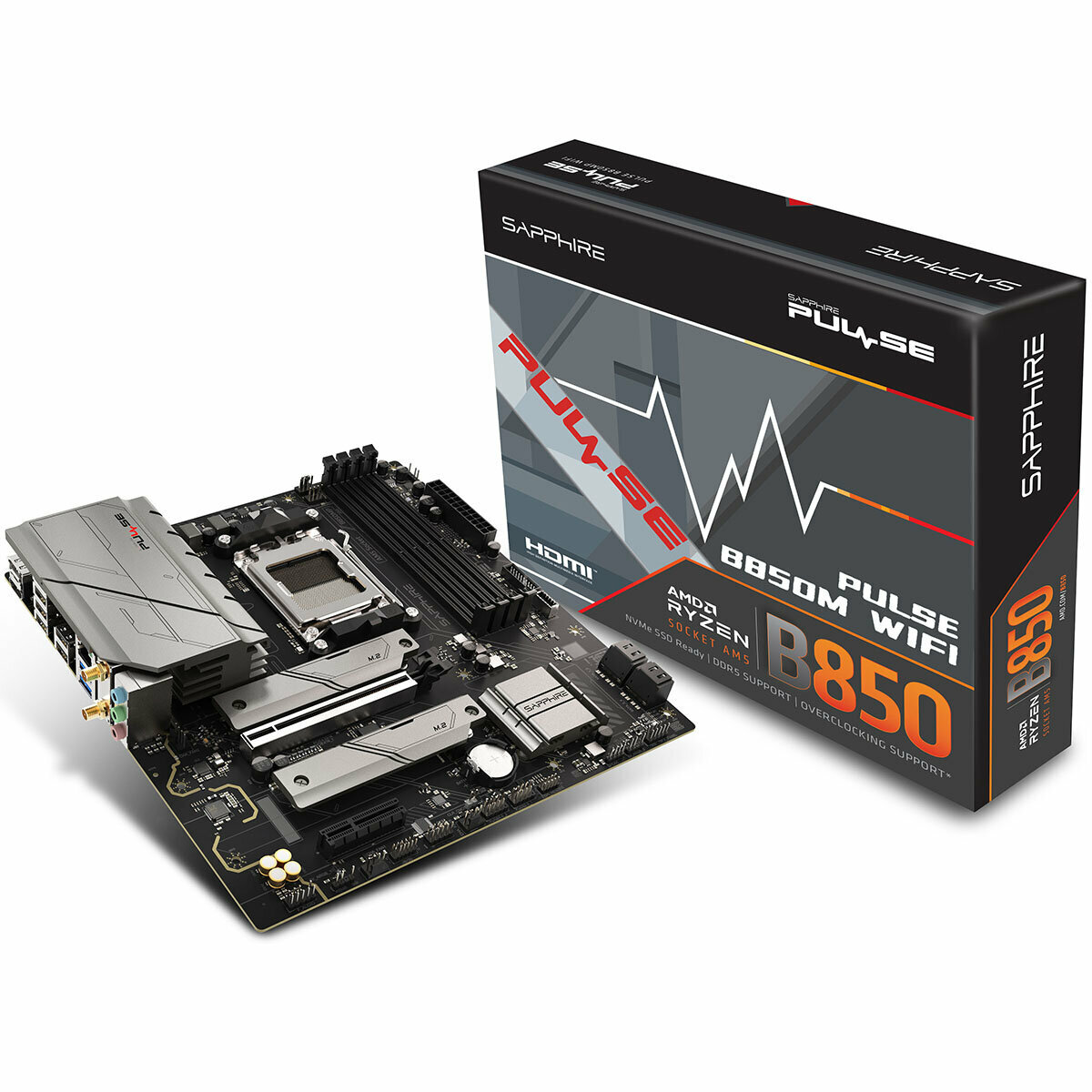 Материнская плата Sapphire PULSE B850M WIFI, AM5, AMD B850, Micro-ATX, RTL (52123-04-40G)