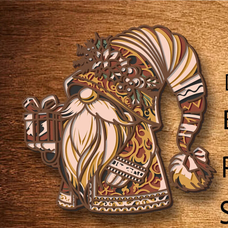 Новый продукт для трансграничной торговли: многослойный рождественский настенный декор Санта-Клауса, DIY вырезка из дерева, настенное украшение