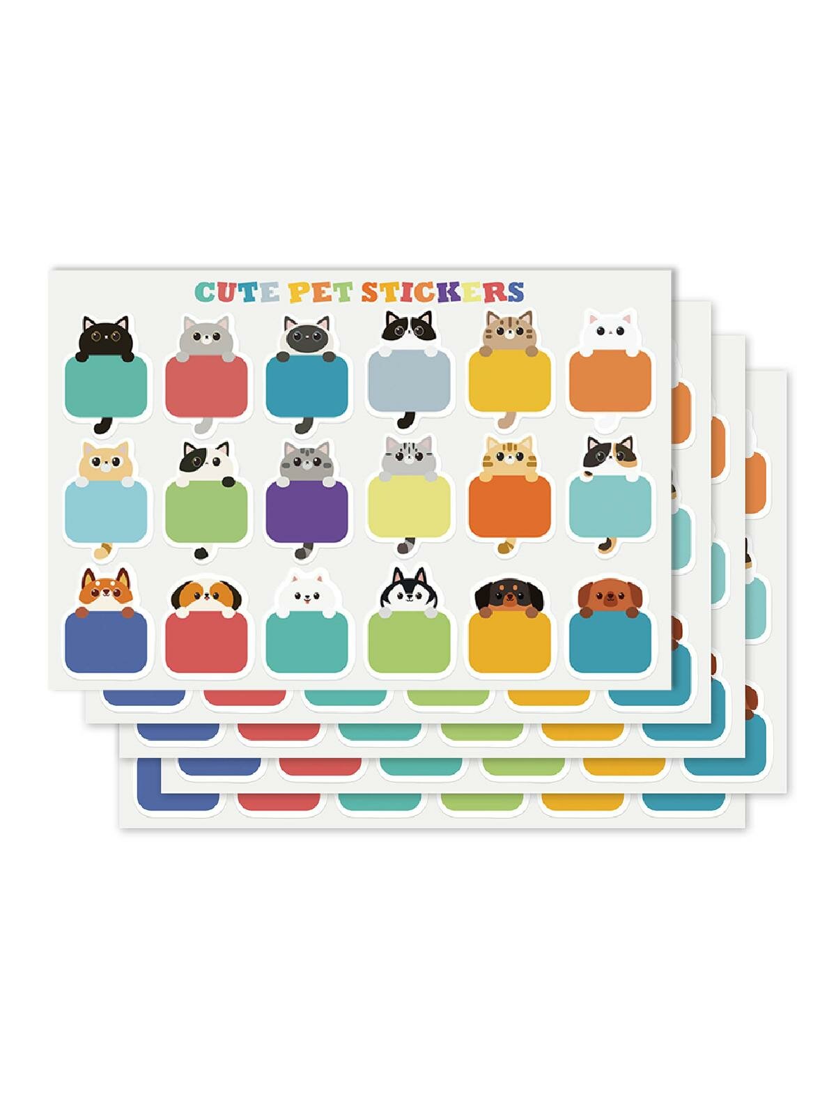 1 упаковка из 5 листов, 18 дизайнов, водонепроницаемые, милые наклейки с именем кошки, детские канцелярские наклейки