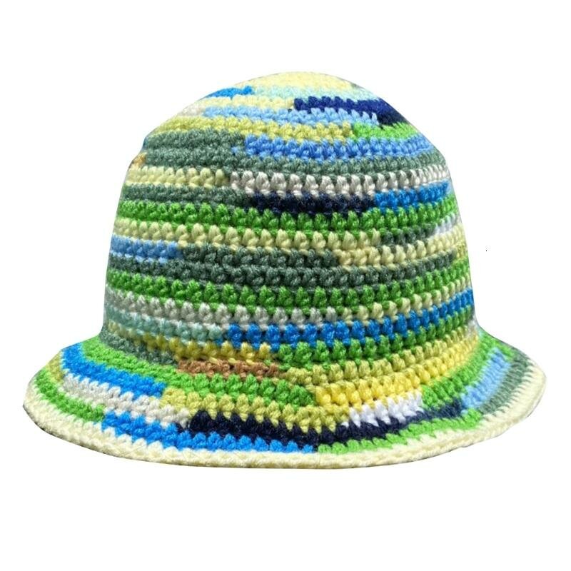 Радужная вязаная панама, Зеленый