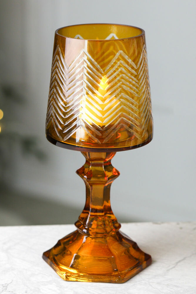 Подсвечник-бокал теруэл, стекло, оранжевый, 23 см, EDG 4400212A200