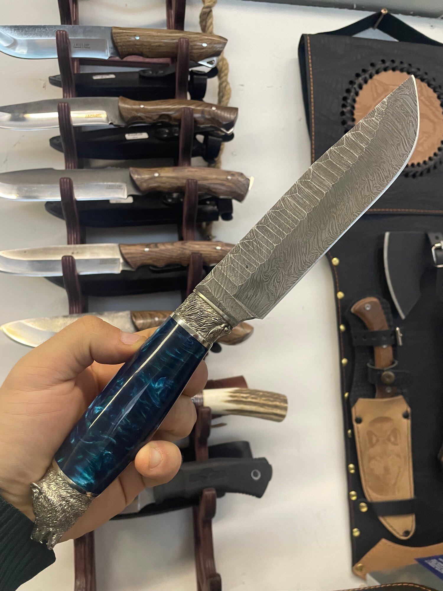 Нож «Медведь» Дамасская сталь