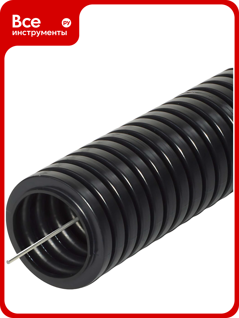 Труба гофрированная Промрукав ПА безгалогенная (HF) стойкая к ультрафиолету черная с/з dвн 9,8 мм, dнар 13,2 мм (50м/уп) PR02.01206