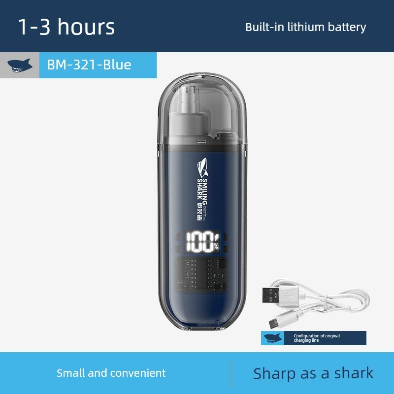 Беспроводной электрический триммер для носа с USB-зарядкой, подходит для мужчин и женщин, синий цвет