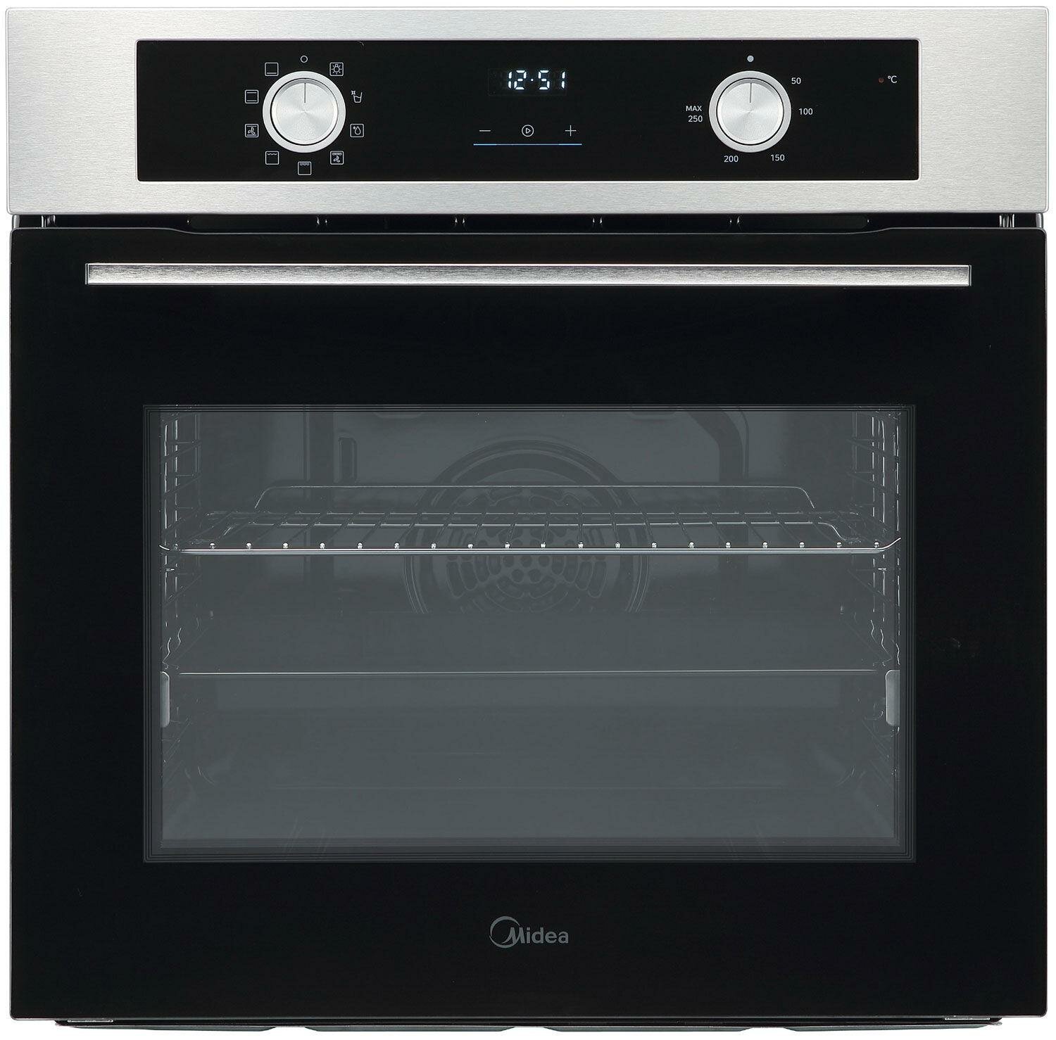 Духовой шкаф Midea MO509103X нержавеющая сталь, дисплей, утапливаемые ручки