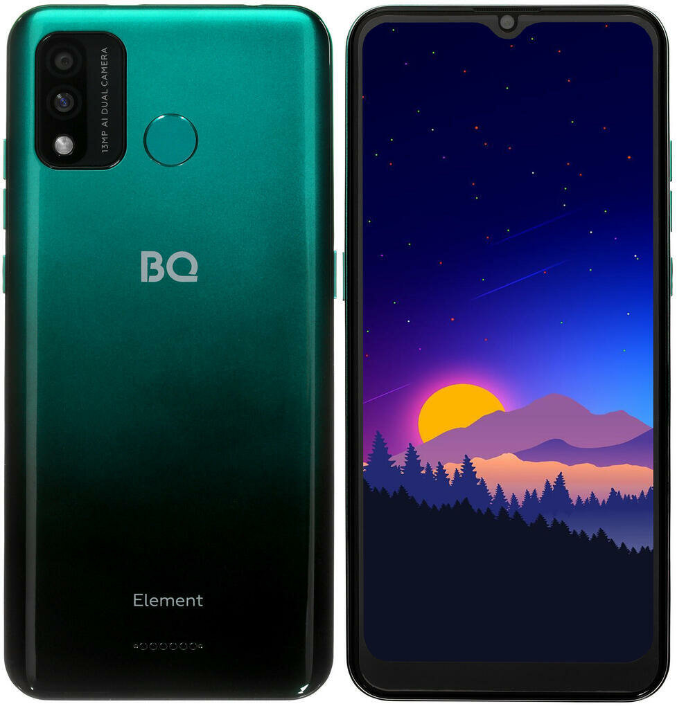 6.52" Смартфон BQ 6645L ELEMENT 32 ГБ (6645L ELEMENT) зеленый - 8 х 1,6 ГГц, 3 Гб, 2SIM, IPS, 1200x540, камера 13+0.08 Мп, 4G, GPS, 4000 мА*ч