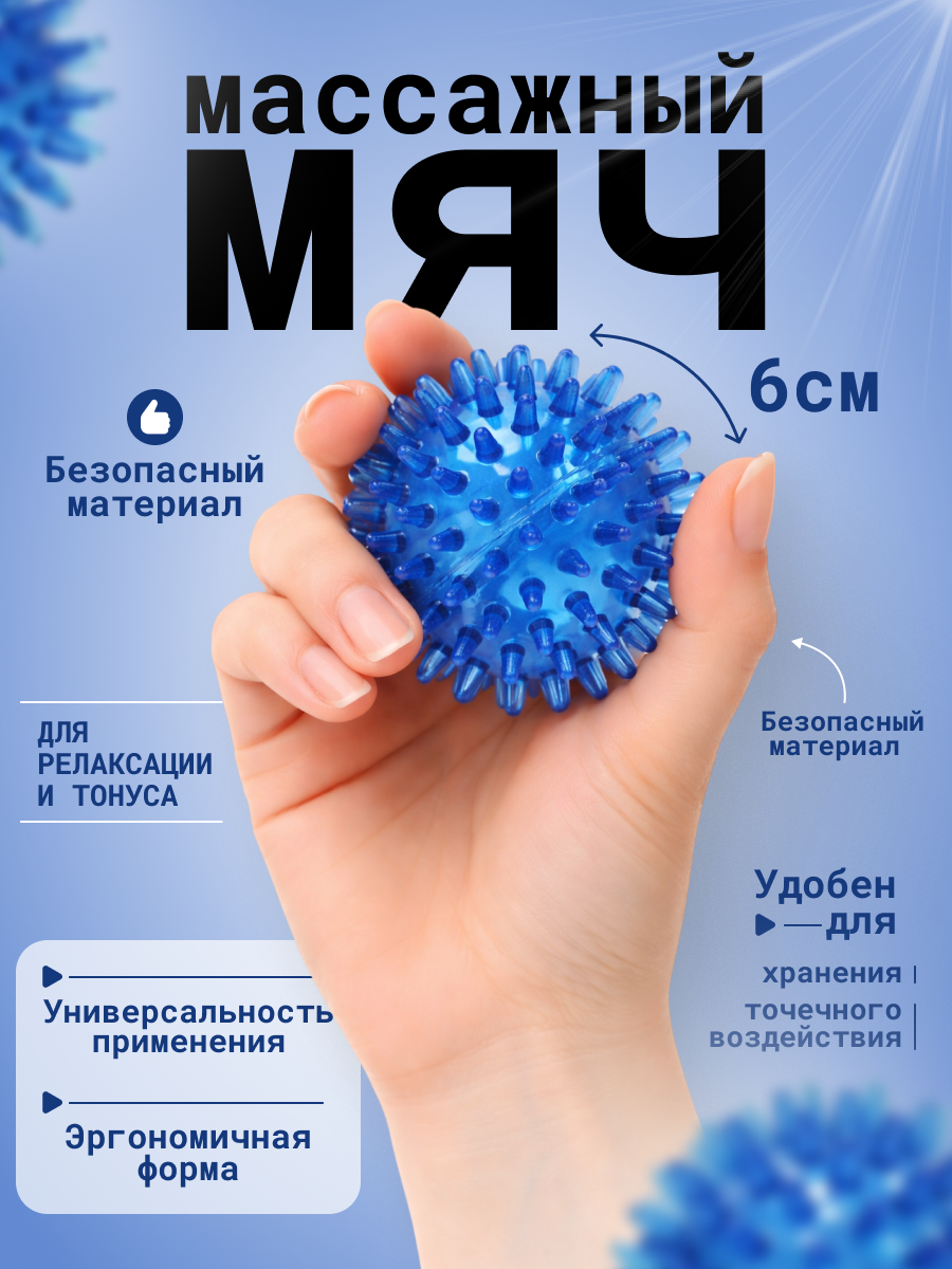 Массажер медицинский Торг Лайнс для тела Чудо-мячик (синий), самомассаж