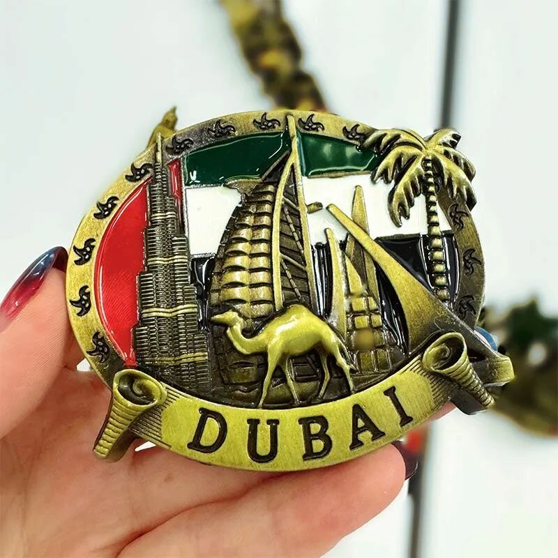 Сувенирный магнит на холодильник - Дубай, Египет, Марокко Металл, Достопримечательности