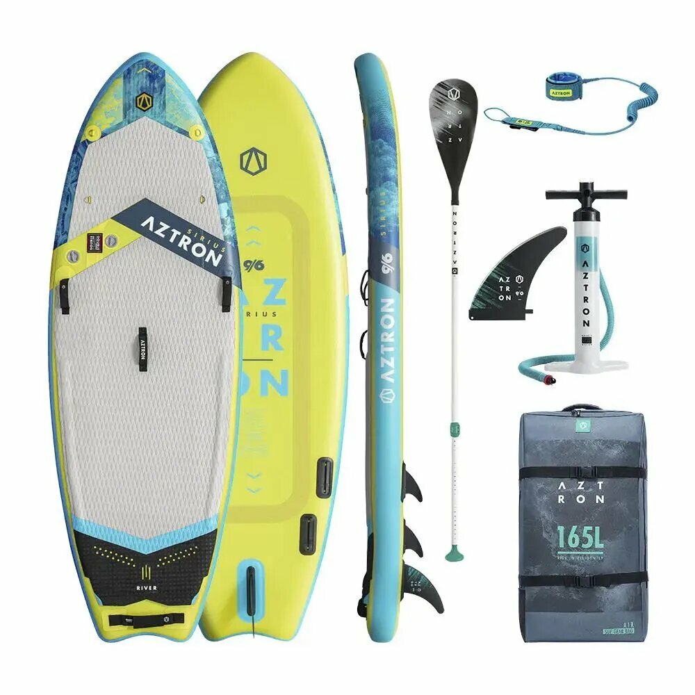 SUP-доска надувная Aztron SIRIUS 9'6" (289х91х15 см), река/волнорез, сапборд для бурной воды, комплект