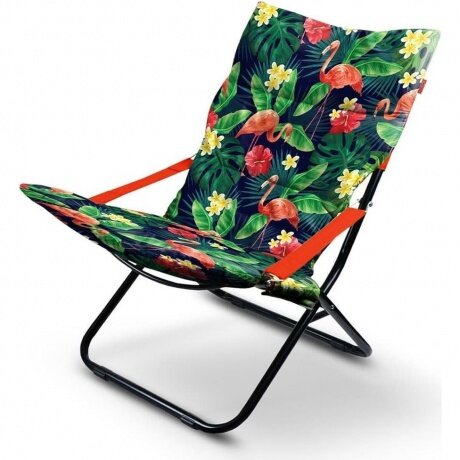 Кресло-шезлонг складное с матрасом Haushalt HHK-4P/F - принт с фламинго