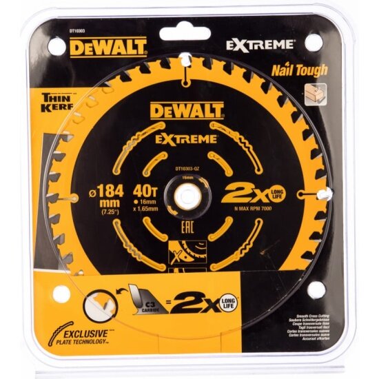 Диск пильный Dewalt DT1668-QZ, 184x16 мм