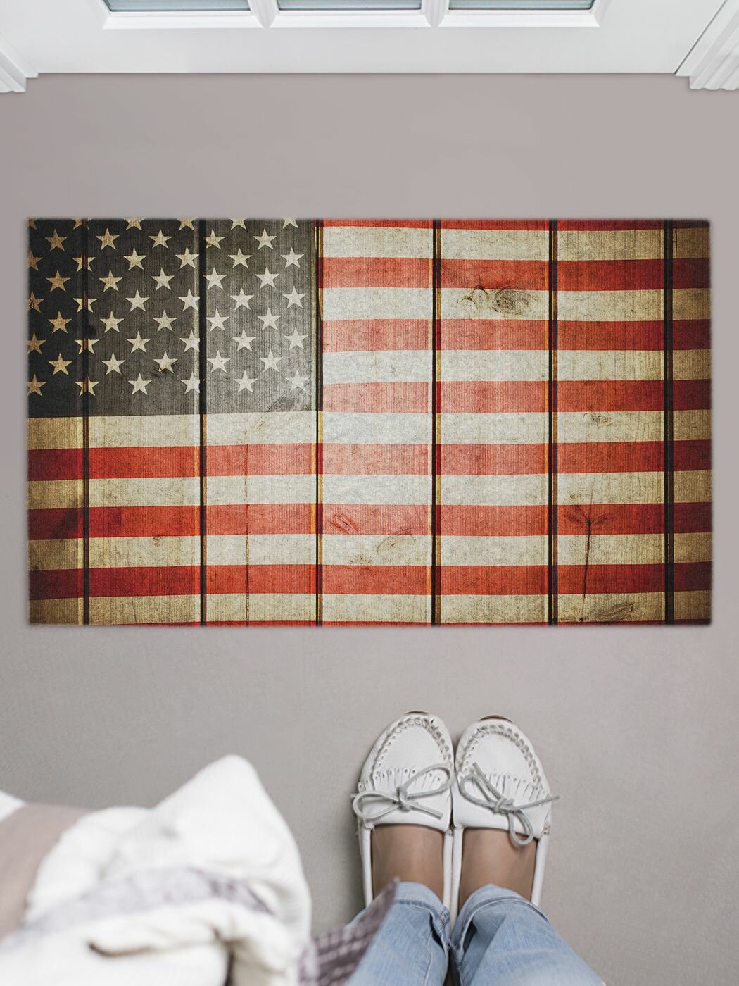 Коврик придверный в прихожую с принтом "Флаг страны" 45x75 см , JoyArty