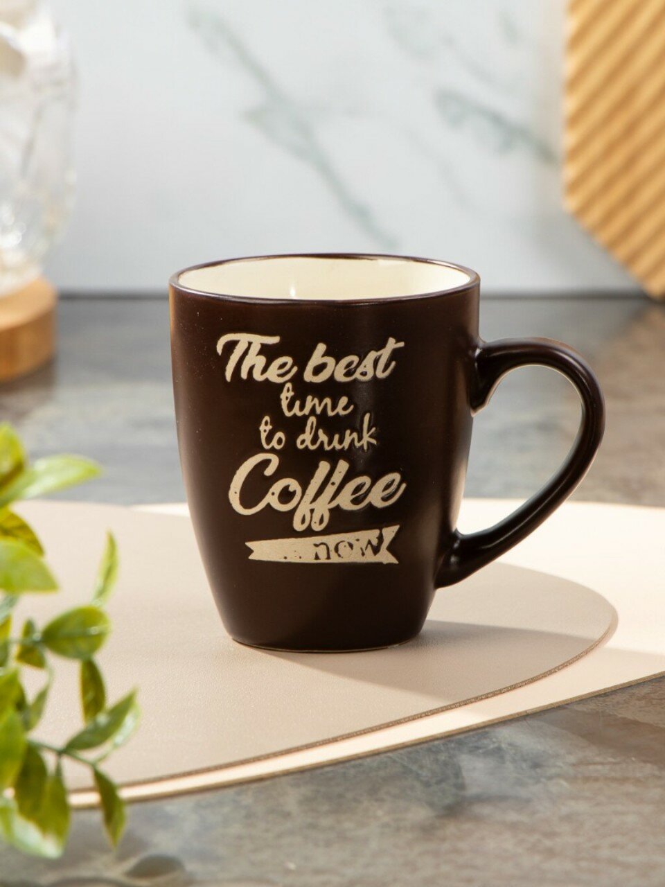 Кружка керамика 380 мл Кантри кофе Y4-8974, стильная чашка для горячих напитков, подарок мужчине и женщине на праздник