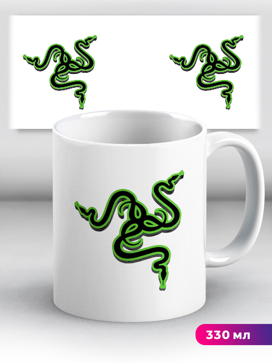 Кружка Razer лого черный зеленый змейки Разер логотип
