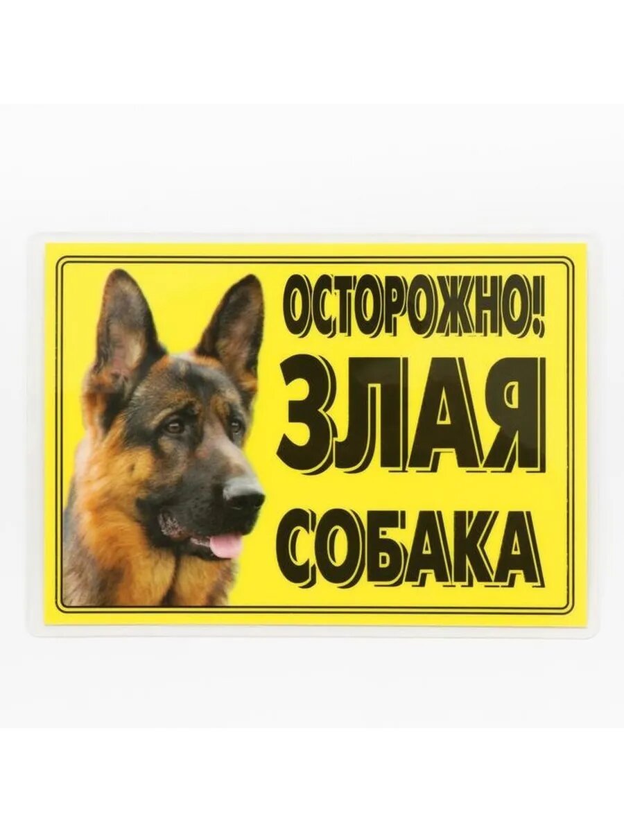Предупредительная табличка с изображением собаки