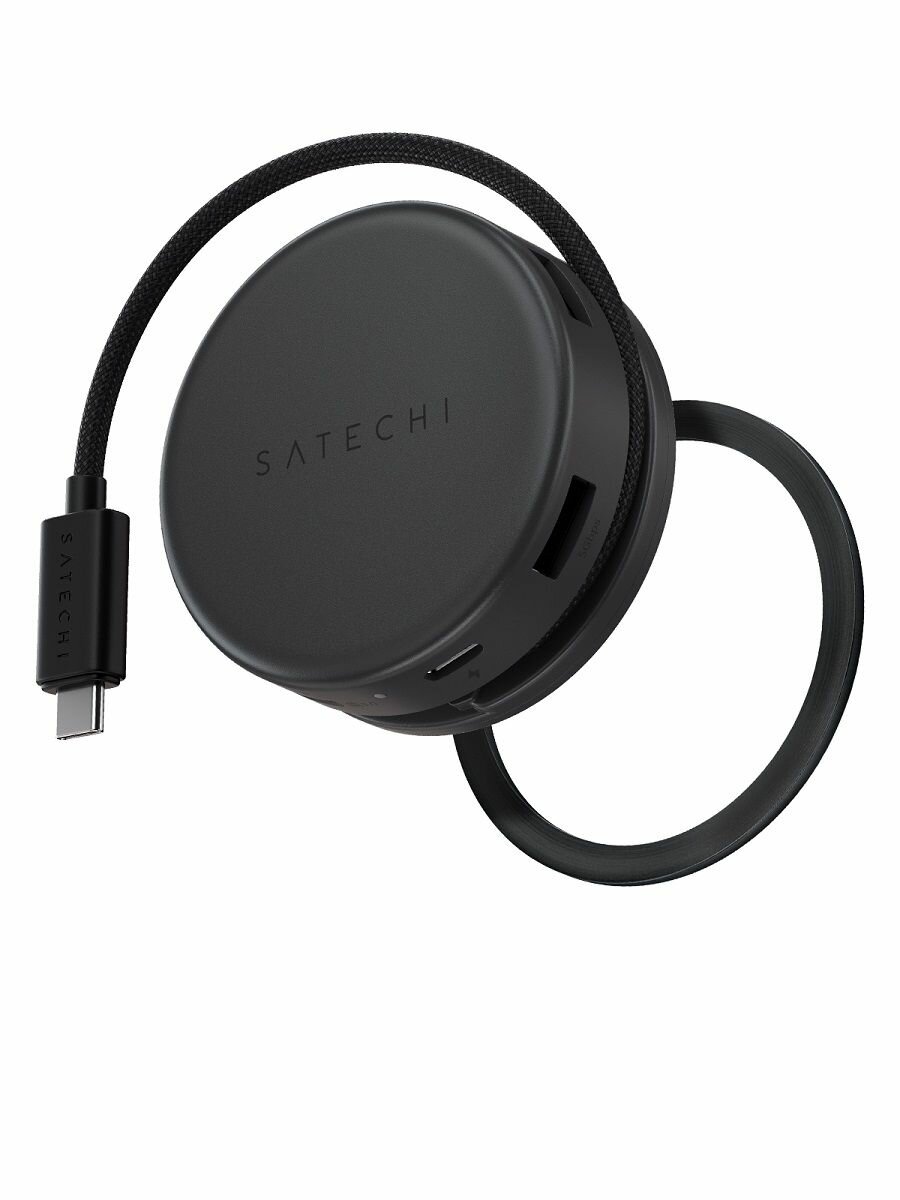 Адаптер Satechi OnTheGo 7-in-1 Ethernet&HDMI&USB-A*2&USB-C&SD Card Slots Multiport Adapter. Цвет: черный космос