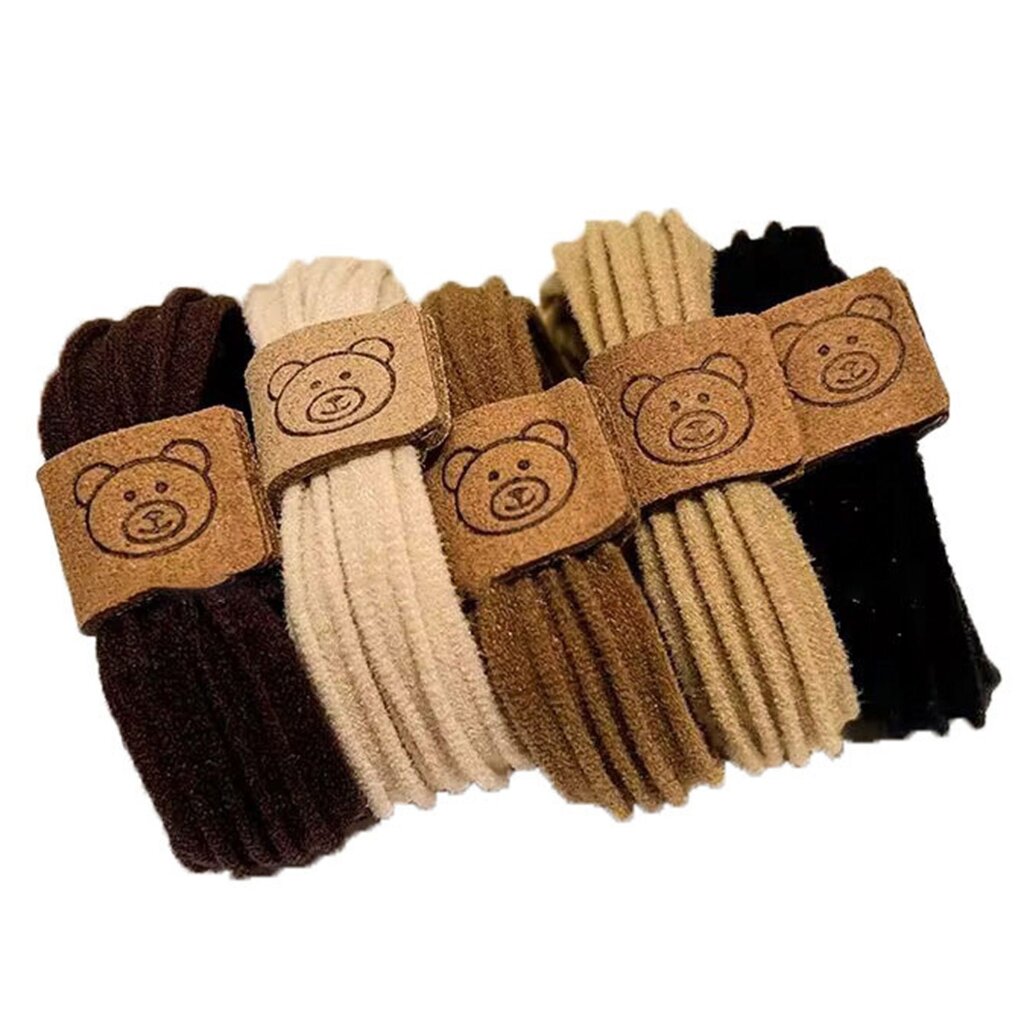 1 пакет из 5 штук, стандартное эластичное кольцо для волос с милым мишкой-смешанный цвет