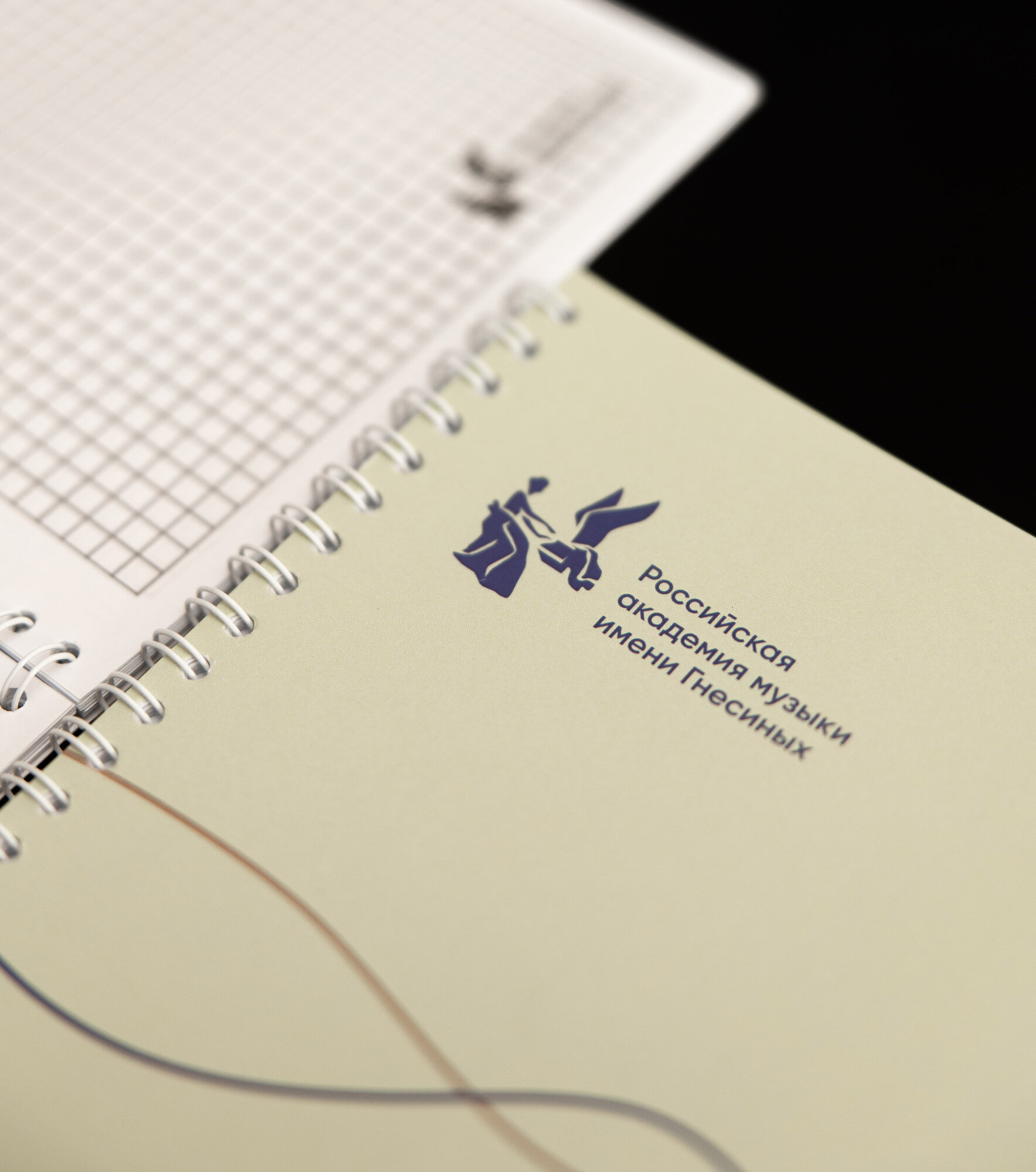 Блокнот на пружине с листами в клетку, официальный мерч РАМ имени Гнесиных, фисташковый