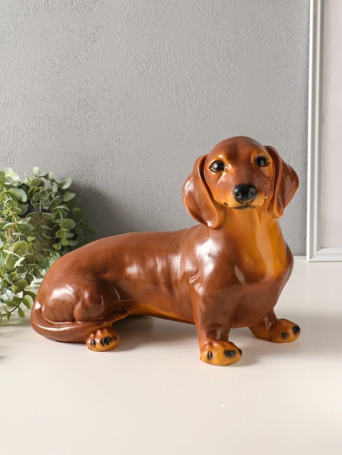 Копилка для денег полистоун Собака Такса , 25 43 см