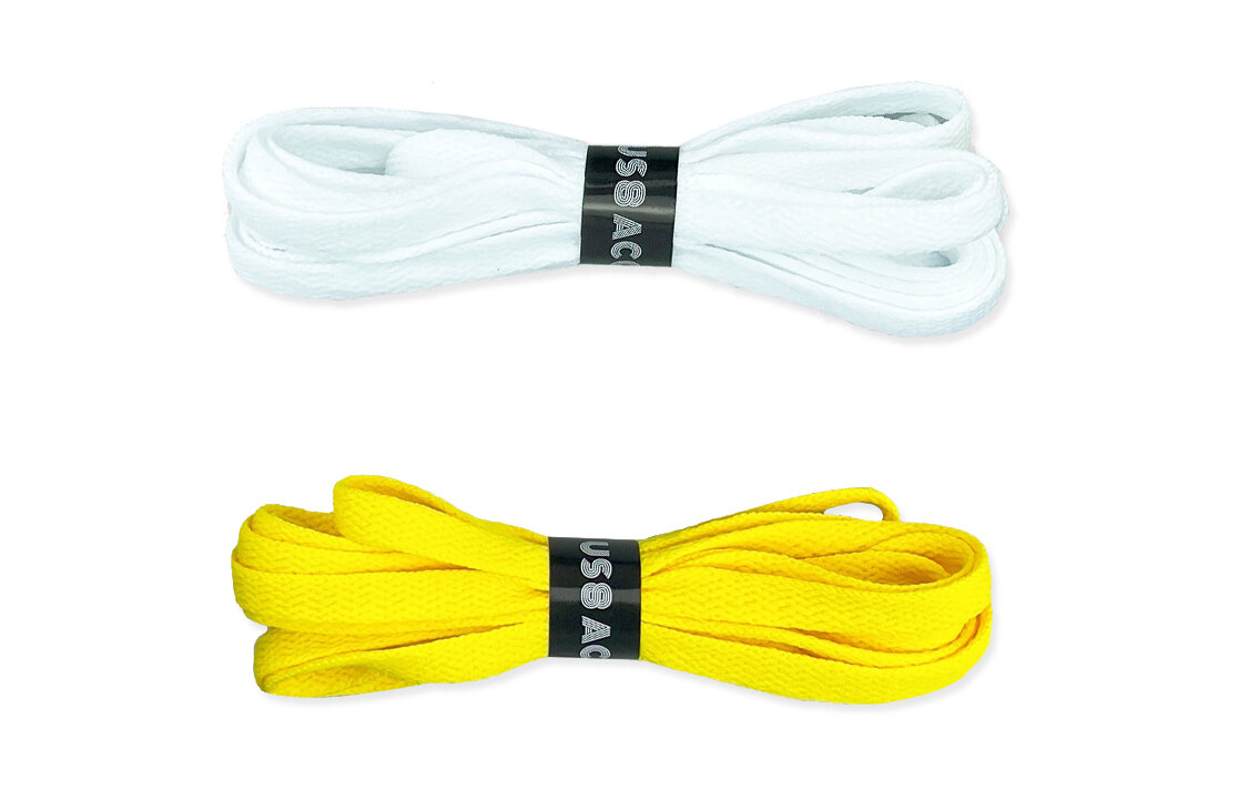 Шнурки унисекс US8ACC, Flat White Shoelace*1 Pack+Flat Yellow Shoelace*1 Pair, 120CM