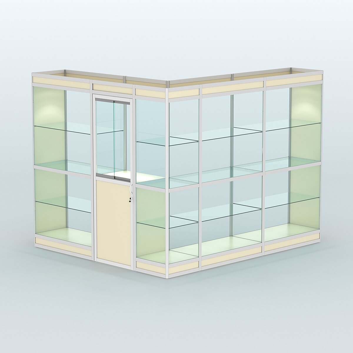 Павильон из профиля угловой №1в (5,5 кв. м), Крем Вайс