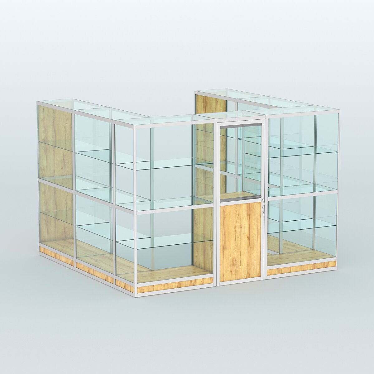 Павильон из профиля пристенный №5г (6,75 кв. м), Дуб Золотистый