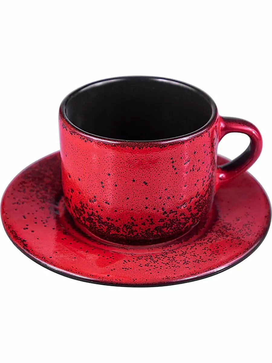 Чайная пара Борисовская Керамика Млечный путь красный, фарфор, 200 мл